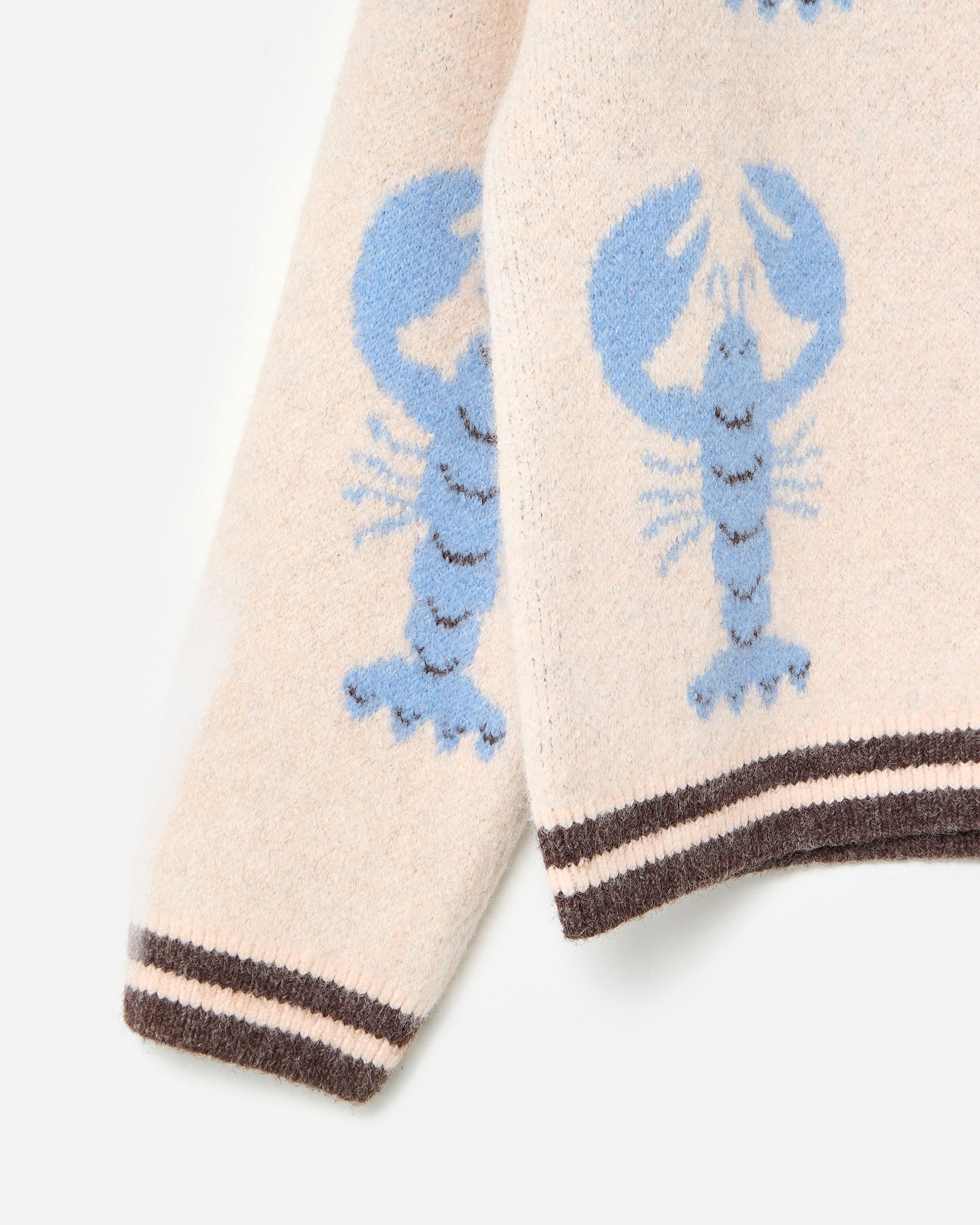 OLIVER BONAS Cream & Blue Lobster Crew Neck Knitted Jumper | endource