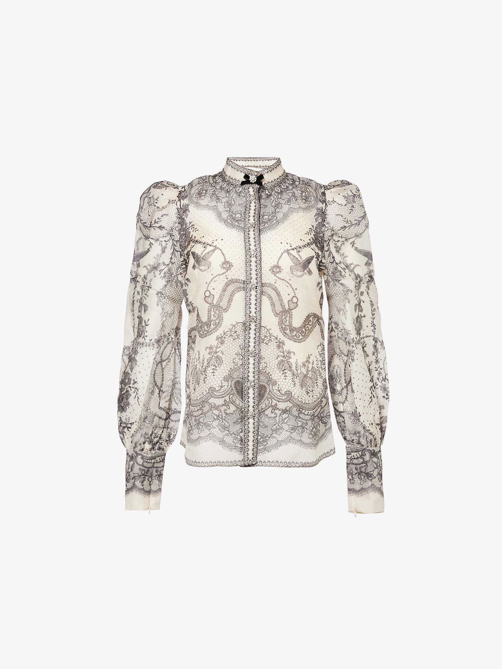 ZIMMERMANN Crush Body Puffed-Shoulders Shirt | endource