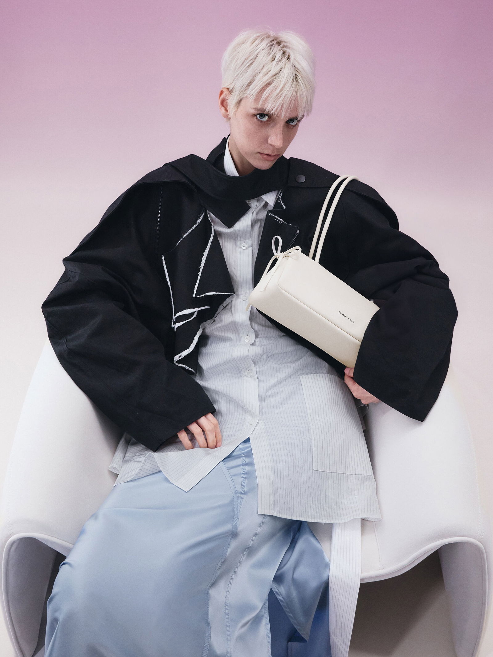 CHARLES & KEITH Hazel Bow Elongated Trapeze Shoulder Bag | endource