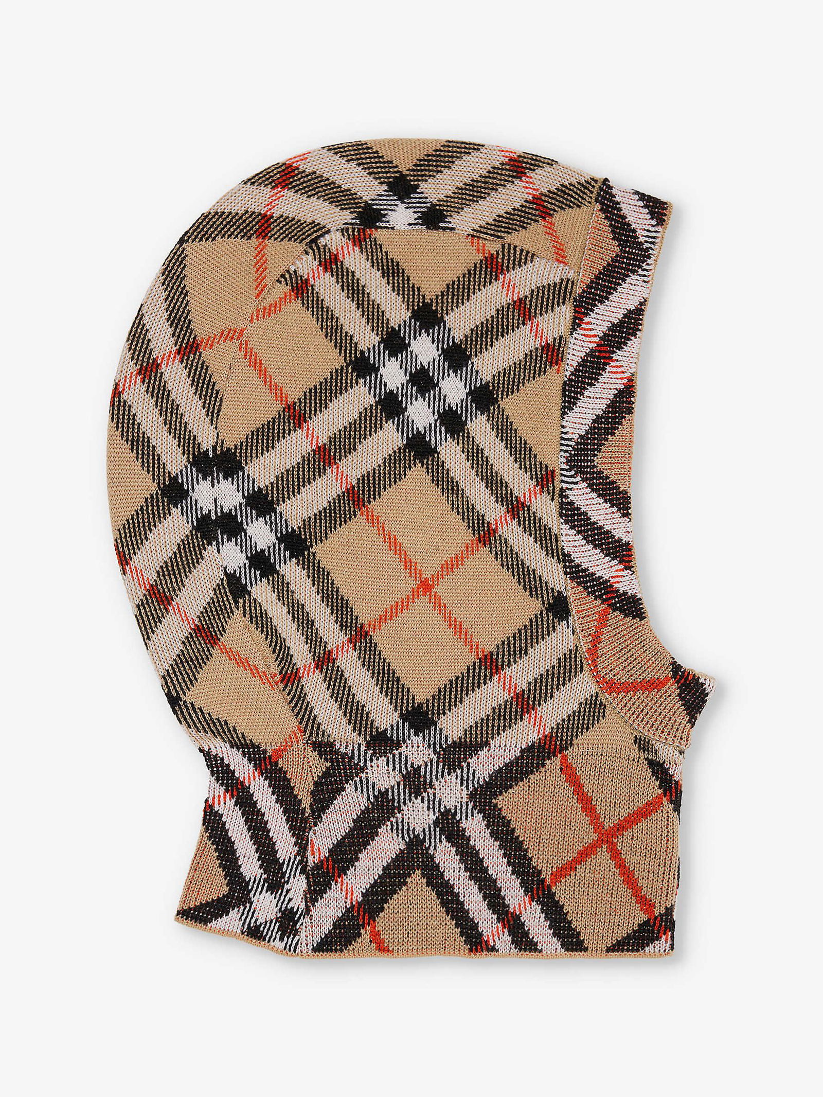 BURBERRY Sarah Check-Print Wool Balaclava in Sand Ip Check | endource