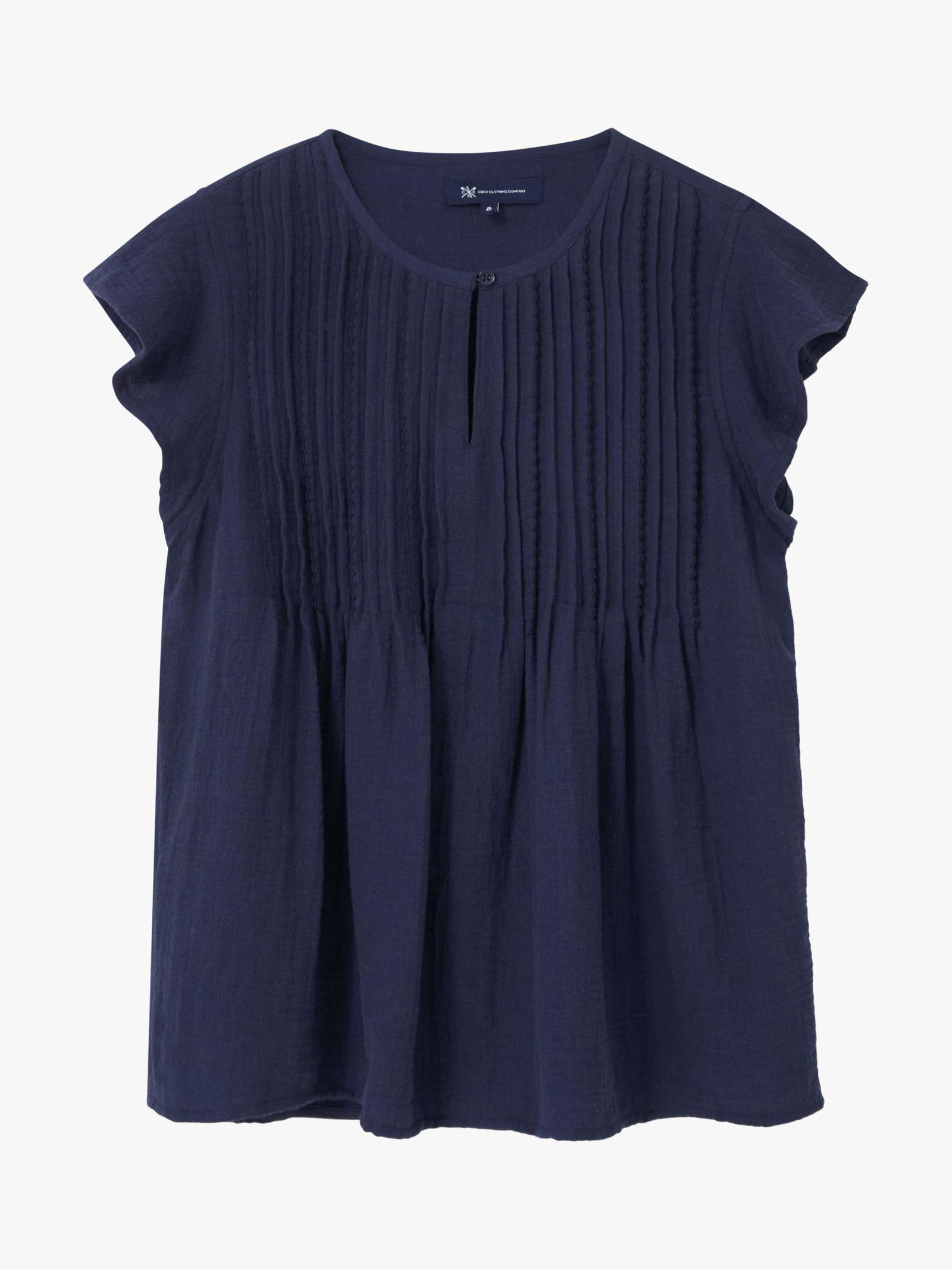 CREW CLOTHING Colette Keyhole Detail Blouse in Navy | endource