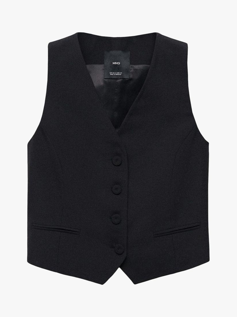 MANGO Jordan Wool Blend Waistcoat in Black | endource