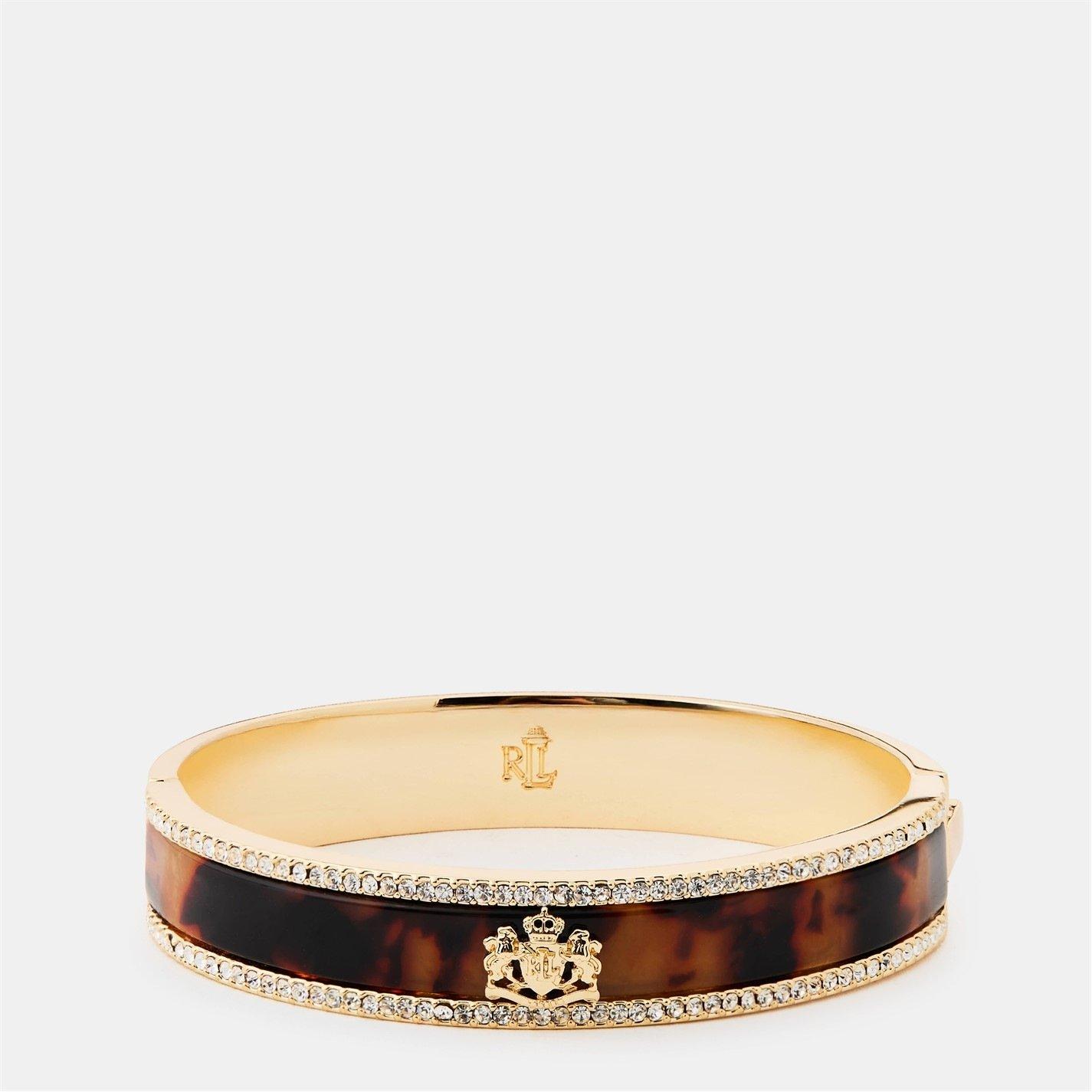 RALPH LAUREN Tortoise & Gold Crest Logo Bangle | endource