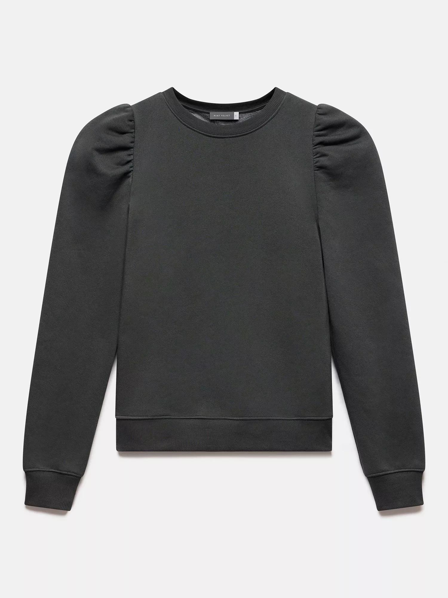 MINT VELVET Puff Sleeve Sweatshirt in Green | endource