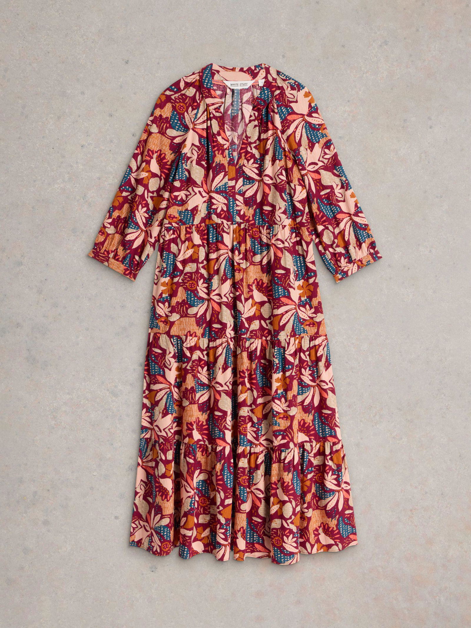 WHITE STUFF Virginia Floral Dress in Plum/Multi | endource