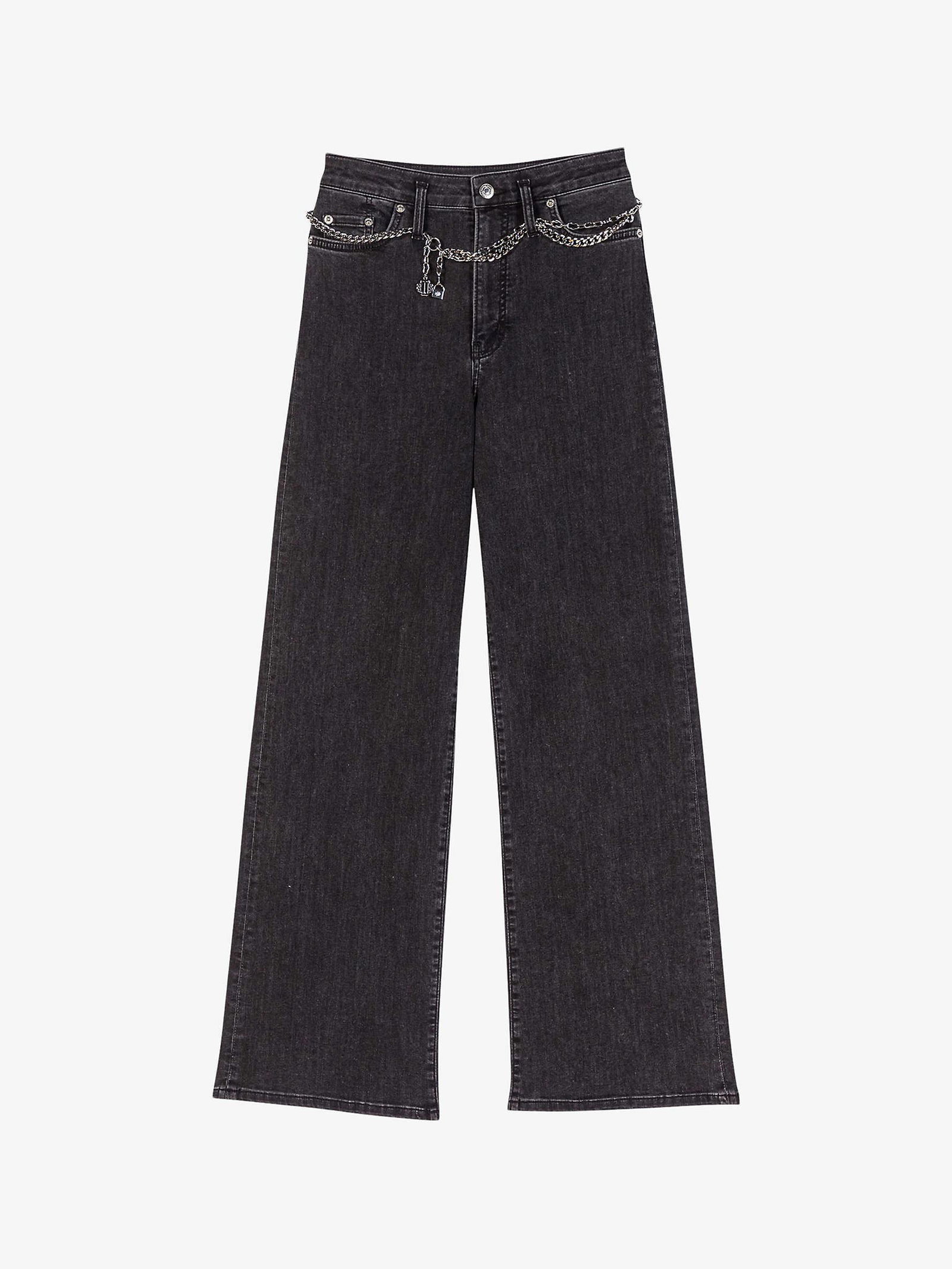 MAJE Chain-Belt High-Rise Stretch-Denim Jeans | endource