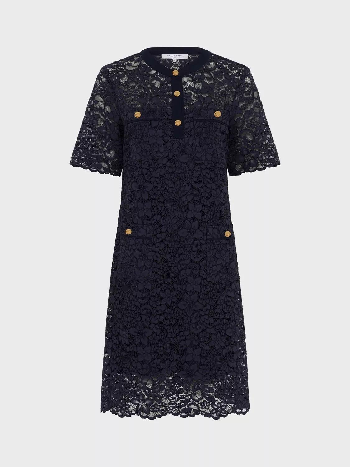 Gerard Darel Poe Floral Lace Dress, Navy | endource