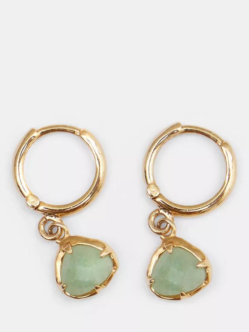 HUSH Amelie Semi Precious Teardrop Huggie Hoop Earrings | endource