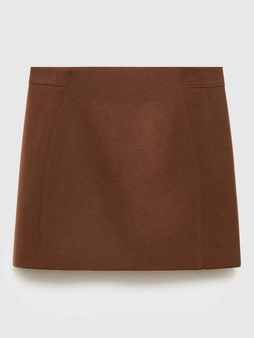 MANGO England Wool Blend Mini Skirt in Brown | endource