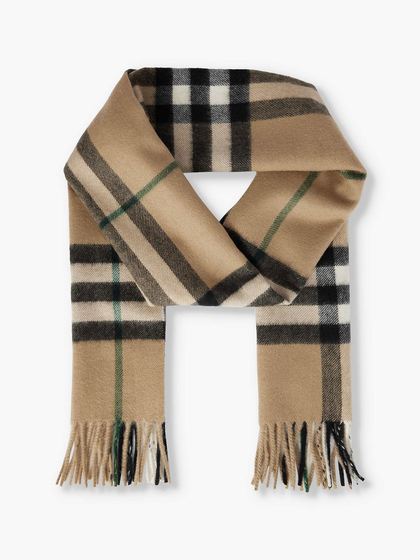 BURBERRY Checked Brushed-Texture Cashmere Scarf in LINDEN | Endource