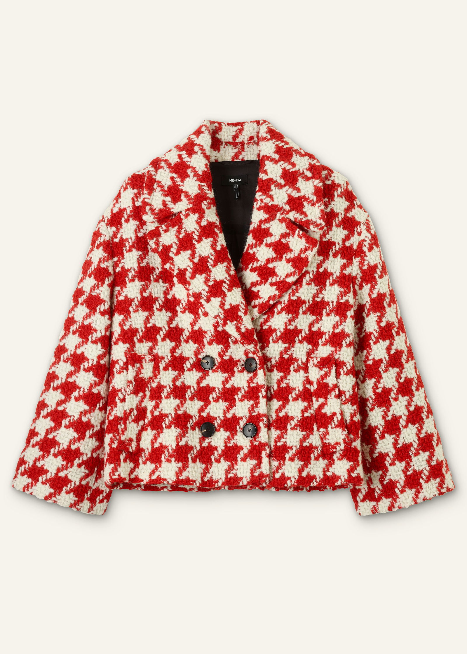 ME+EM Exaggerated Houndstooth Short Coat | endource
