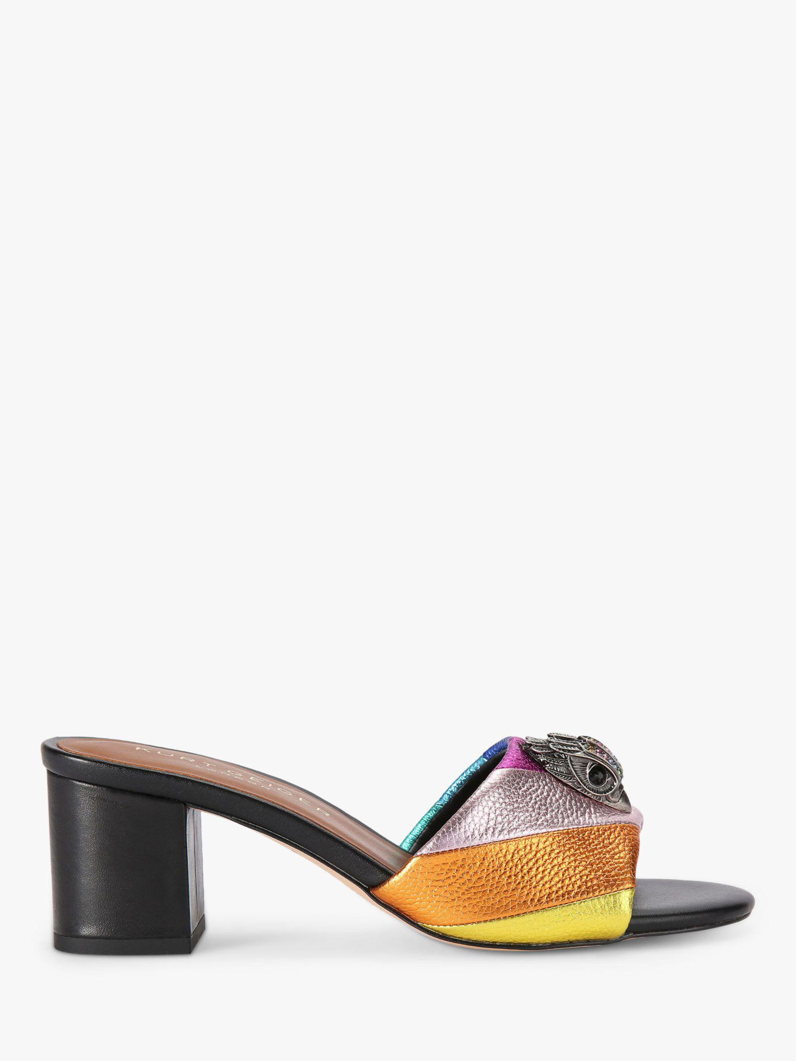 KURT GEIGER LONDON Kensington Leather Block Heel Mules in Multi | Endource