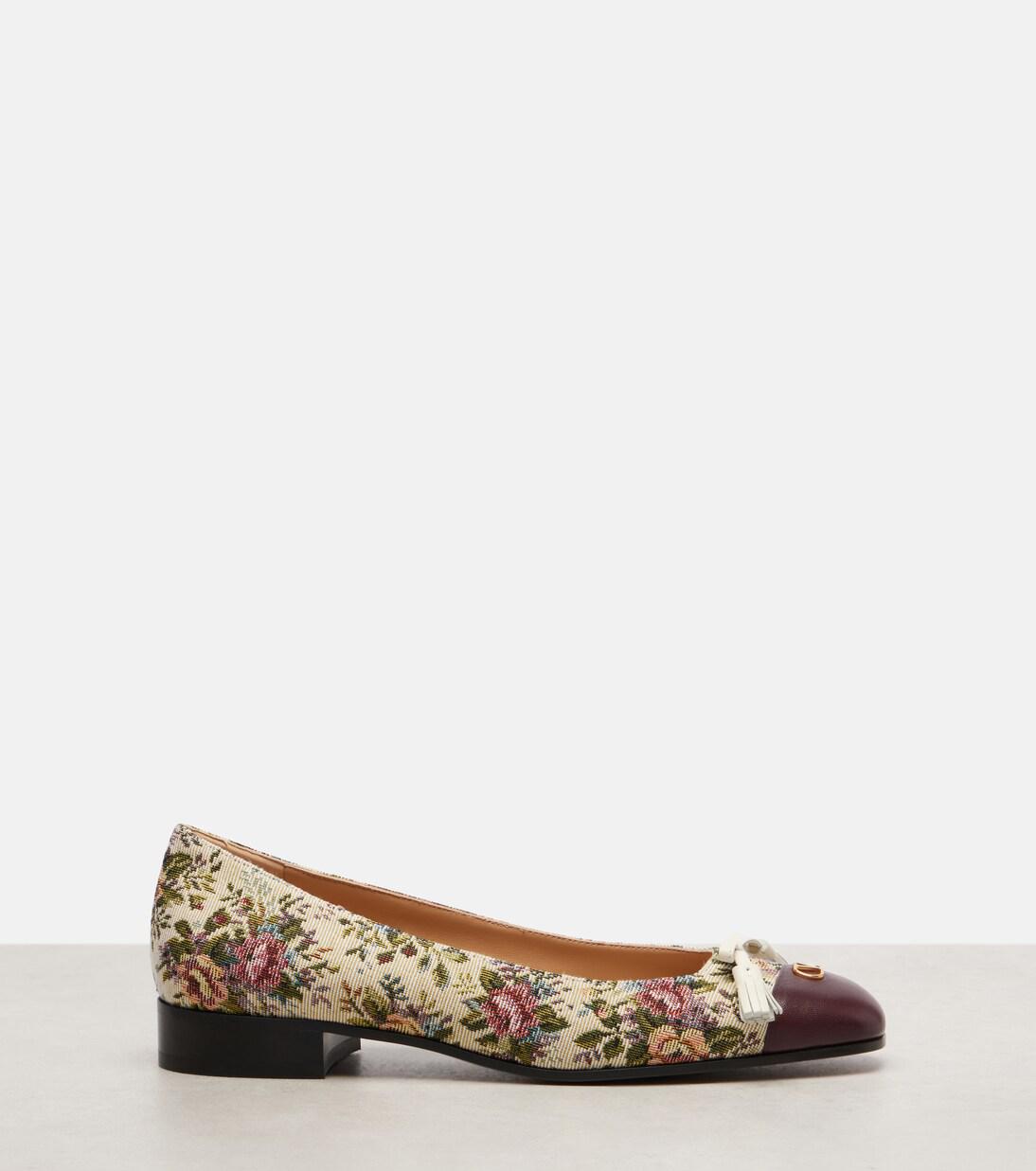 VALENTINO GARAVANI Valet Du Roi Floral Jacquard Ballet Flats | endource