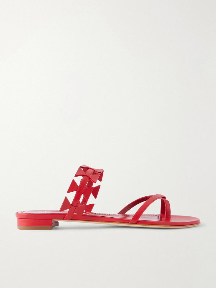 Manolo Blahnik Maura Leather Sandals | endource