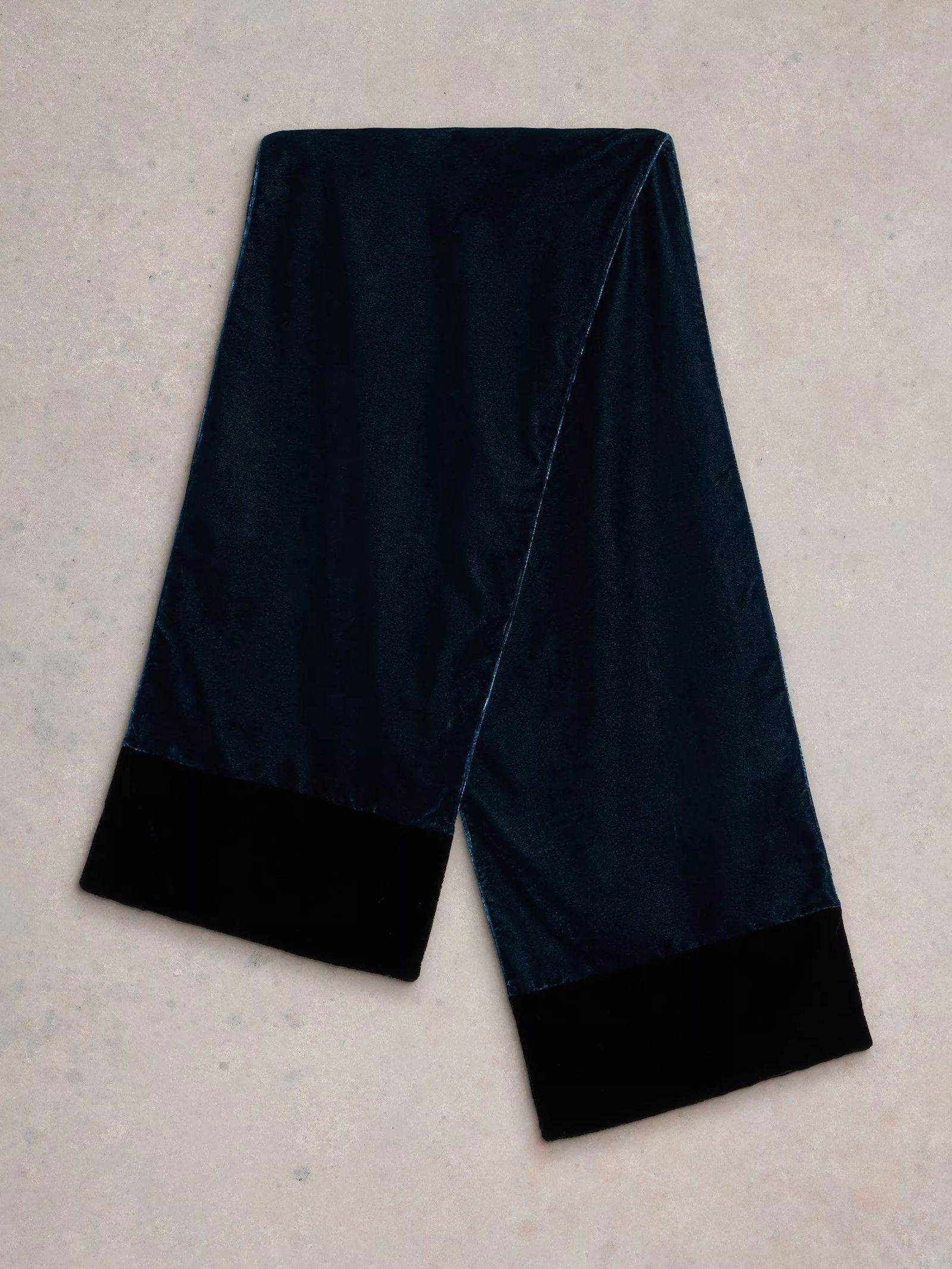 WHITE STUFF Velvet Two-Tone Scarf in Dark Teal | endource