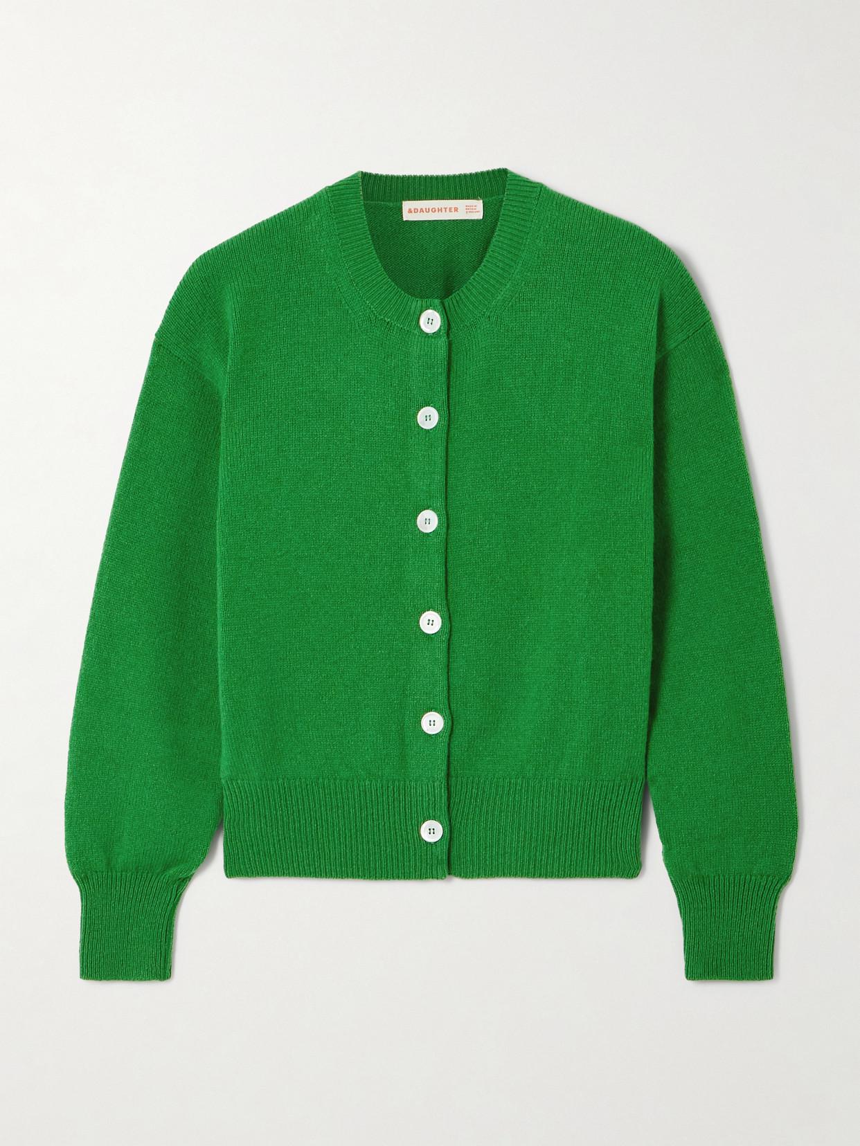 & Daughter Ada Wool Cardigan in Green | endource