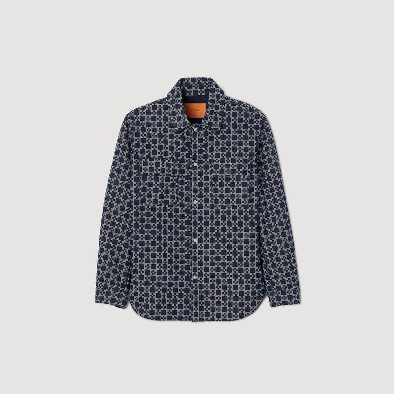 SANDRO Square Cross Overshirt in Raw-Denim | endource