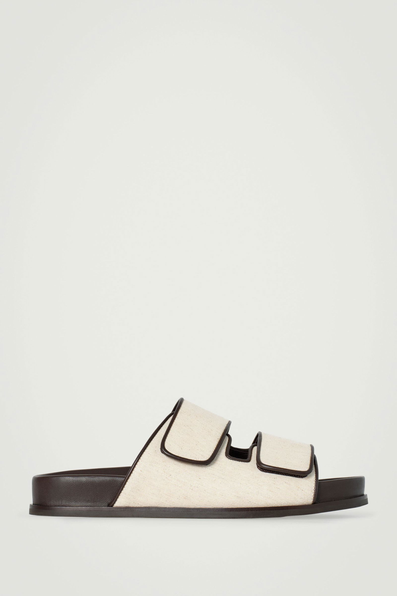 COS Linen Double-Strap Sandals in MOLE / BROWN | endource