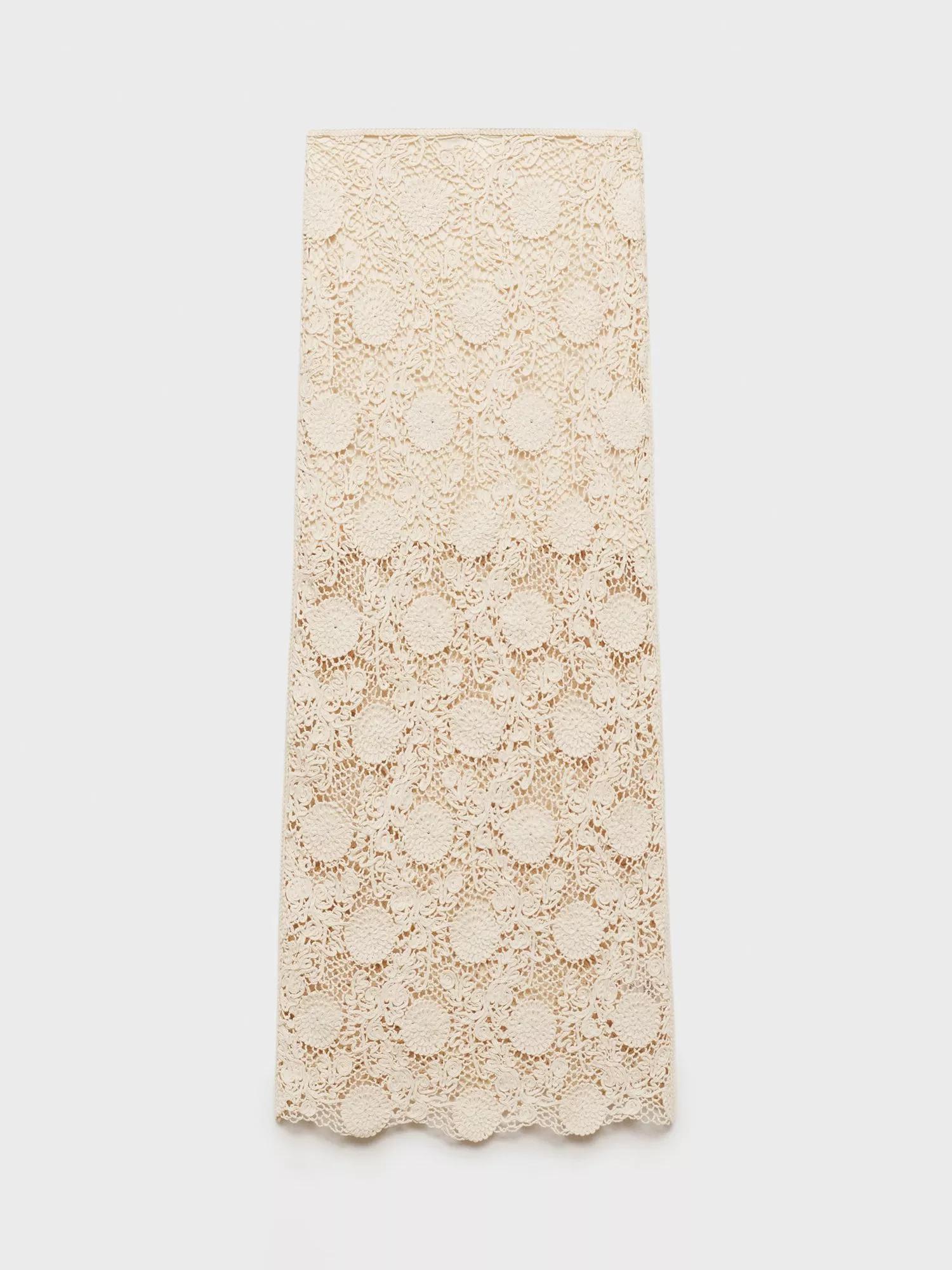 MANGO Setenta Crochet Midi Skirt | endource