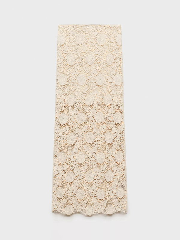 MANGO Setenta Crochet Midi Skirt | endource