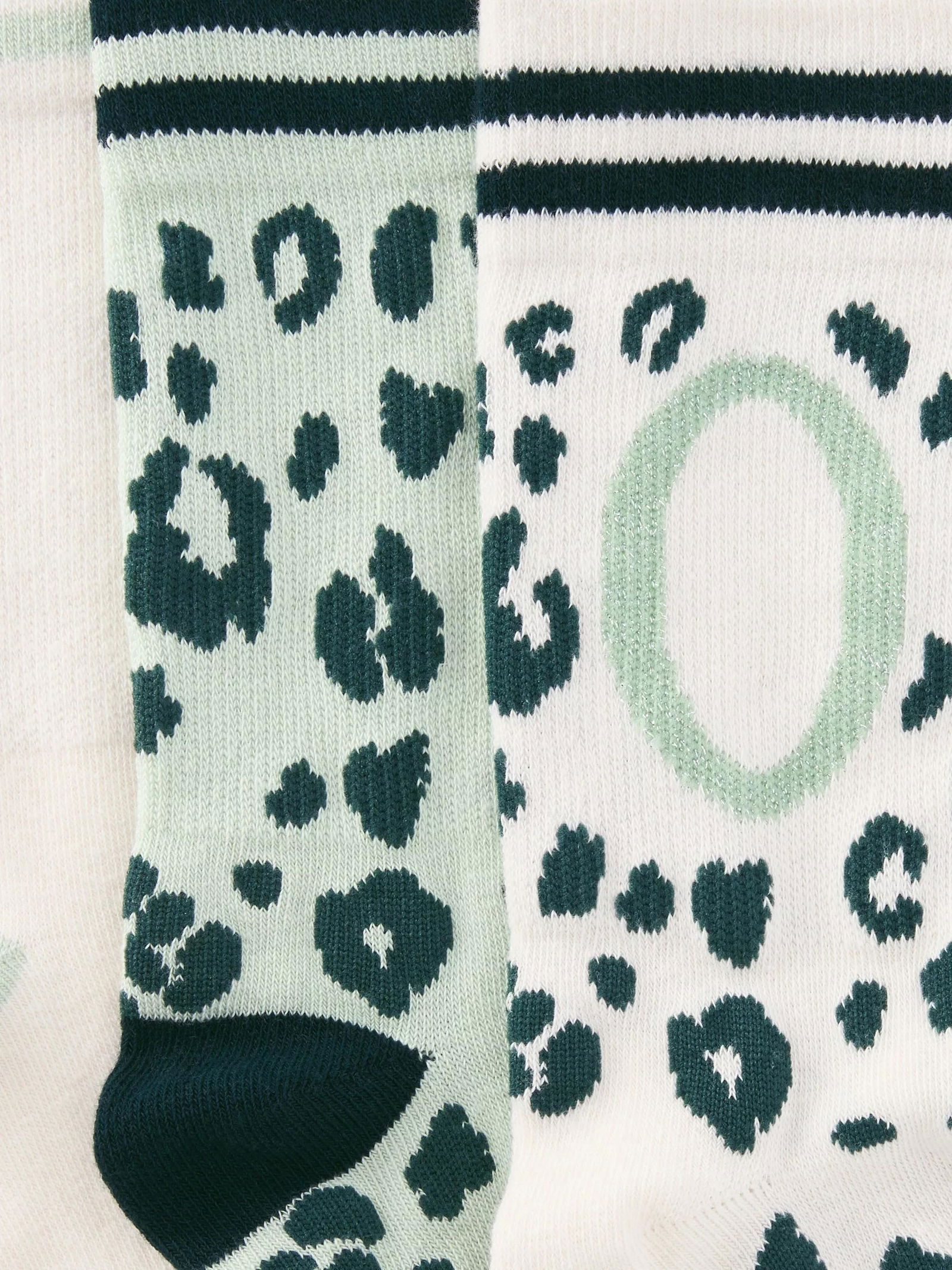 JOHN LEWIS Animal Print Alphabet Ankle Socks, O, Pack Of 3, Green ...