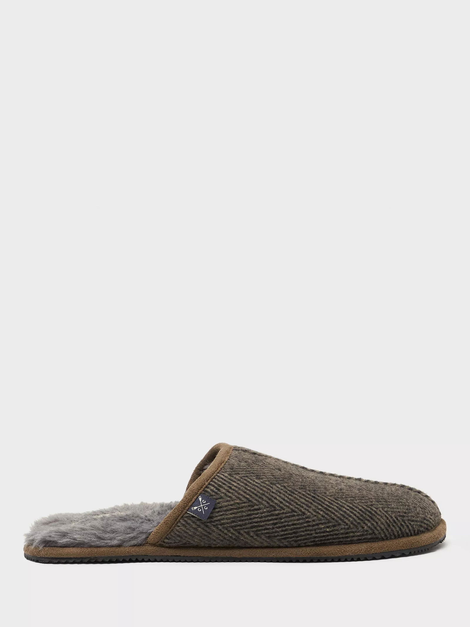 CREW CLOTHING Herringbone Mule Slippers, Natural | endource