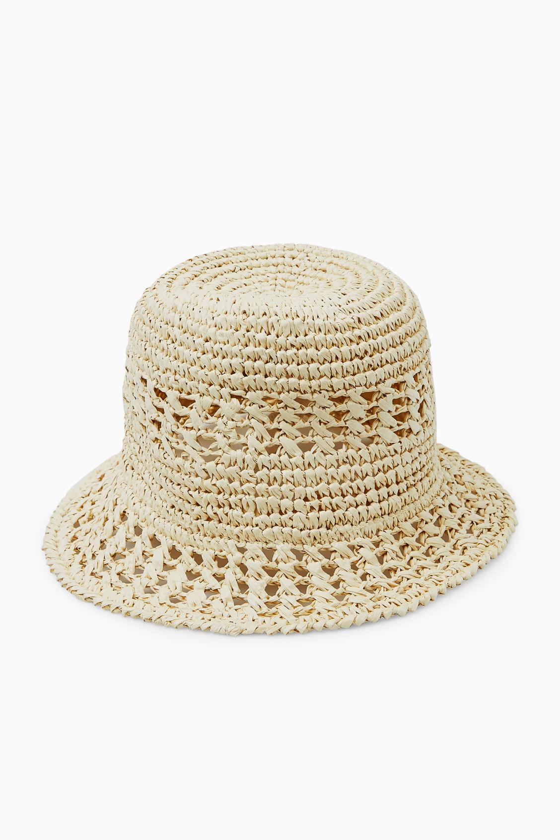 COS Crocheted Straw Bucket Hat in BEIGE | Endource
