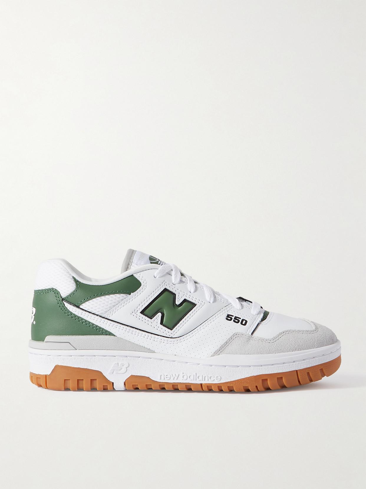 NEW BALANCE 550 Suede-Trimmed Leather And Mesh Sneakers in White | endource