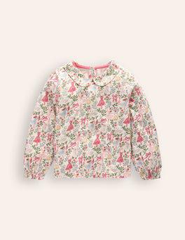 BODEN Collared Jersey Top in Vanilla White Ballet Toile | endource