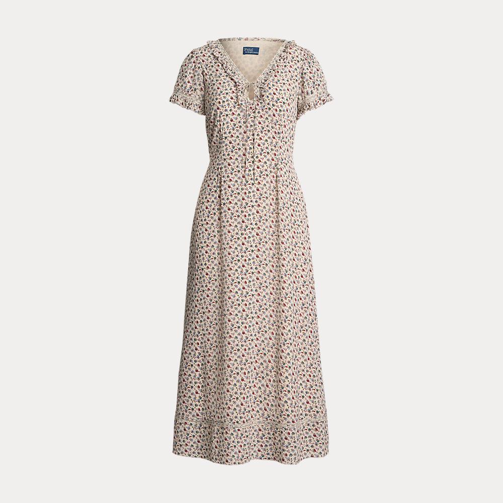 POLO RALPH LAUREN Ruffle-Trim Floral Dress in White | endource