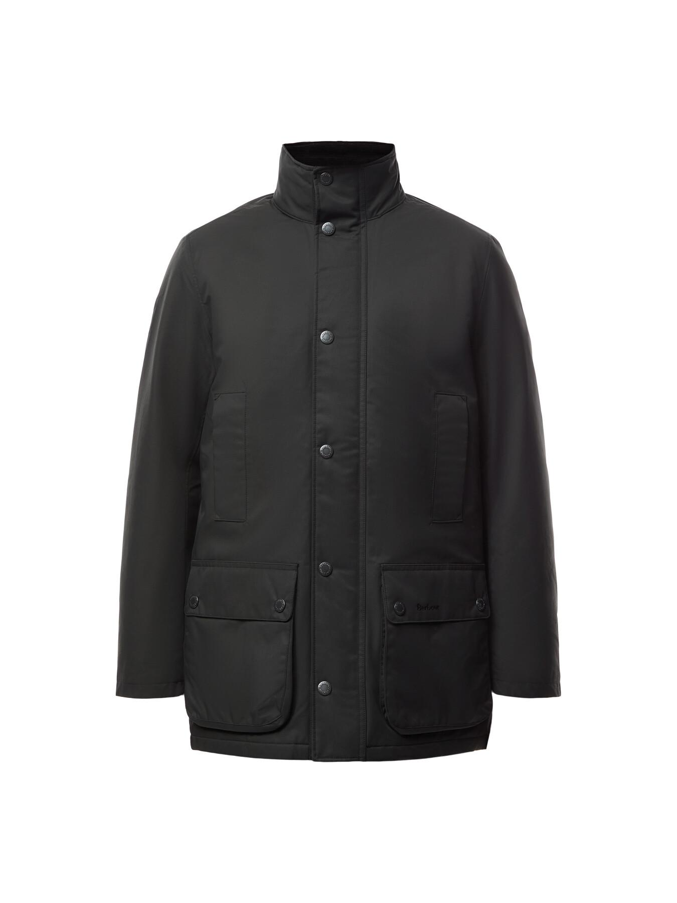 BARBOUR Modern Border Showerproof Mac Coat in Black | endource