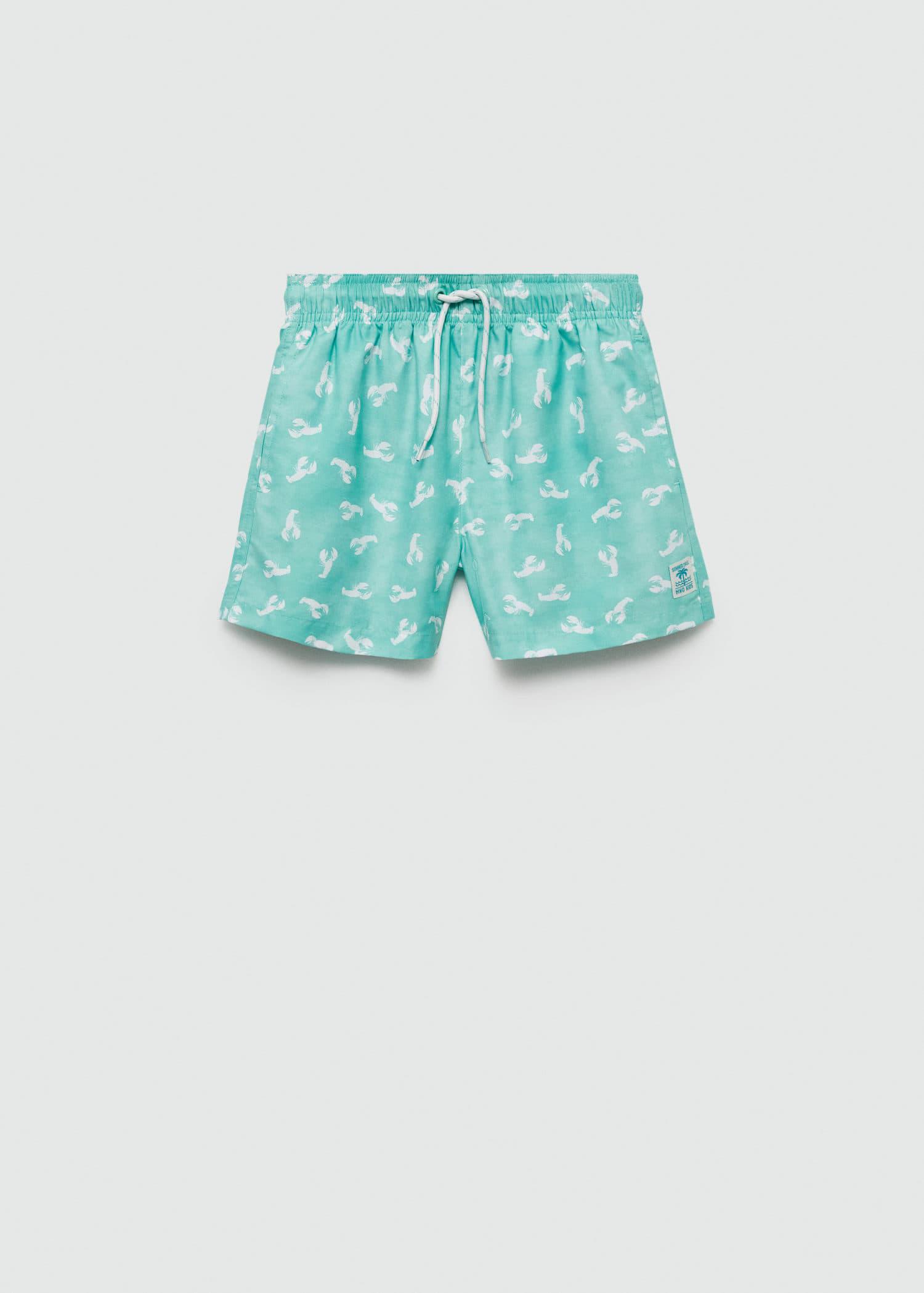 MANGO Lobster-Print Swimming Costume in Turquoise | endource