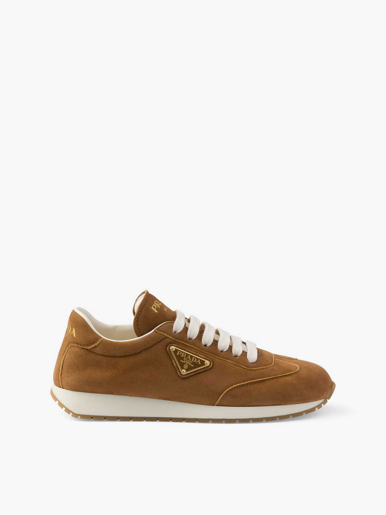 PRADA Running Logo-Embellished Suede Low-Top Trainers | endource