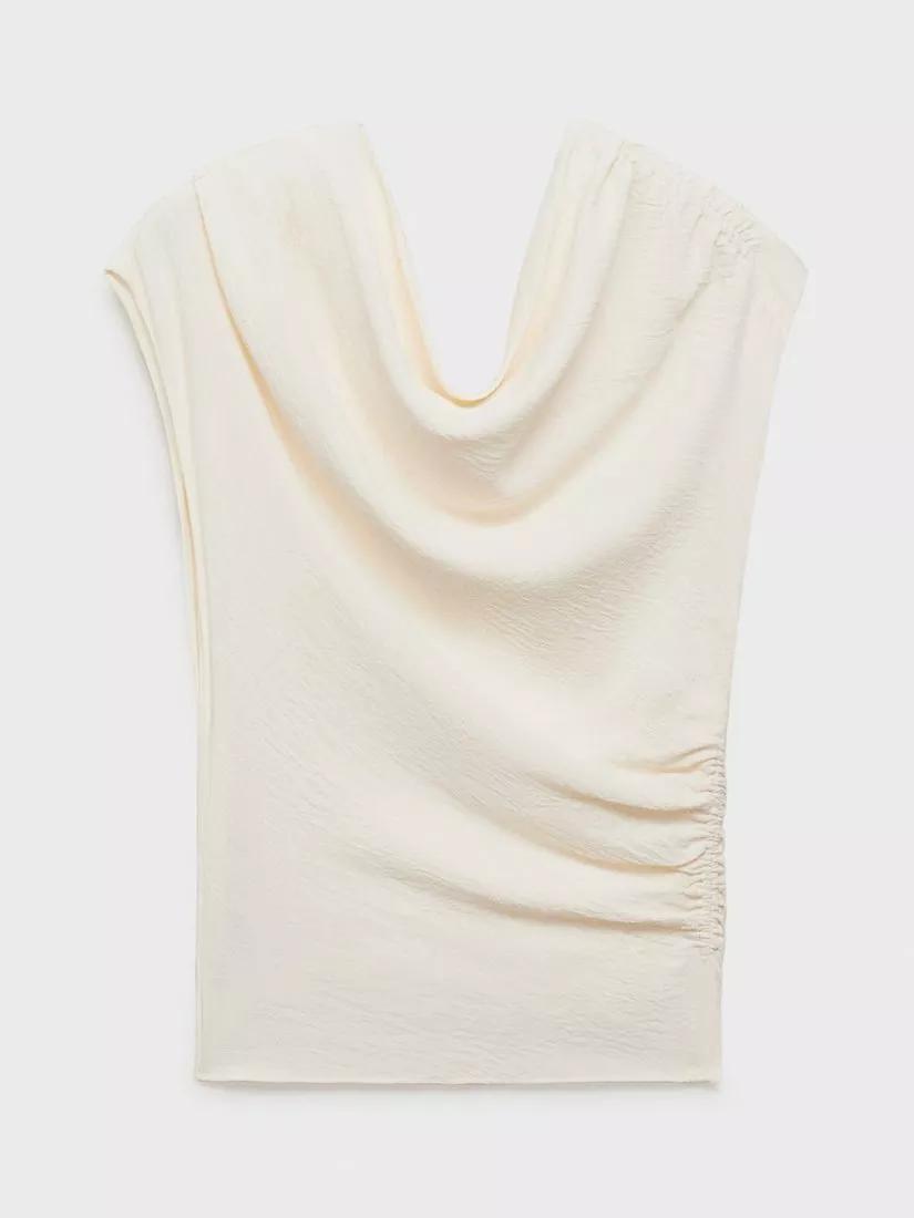 MANGO Brick Draped Asymmetric Top in Cream | endource