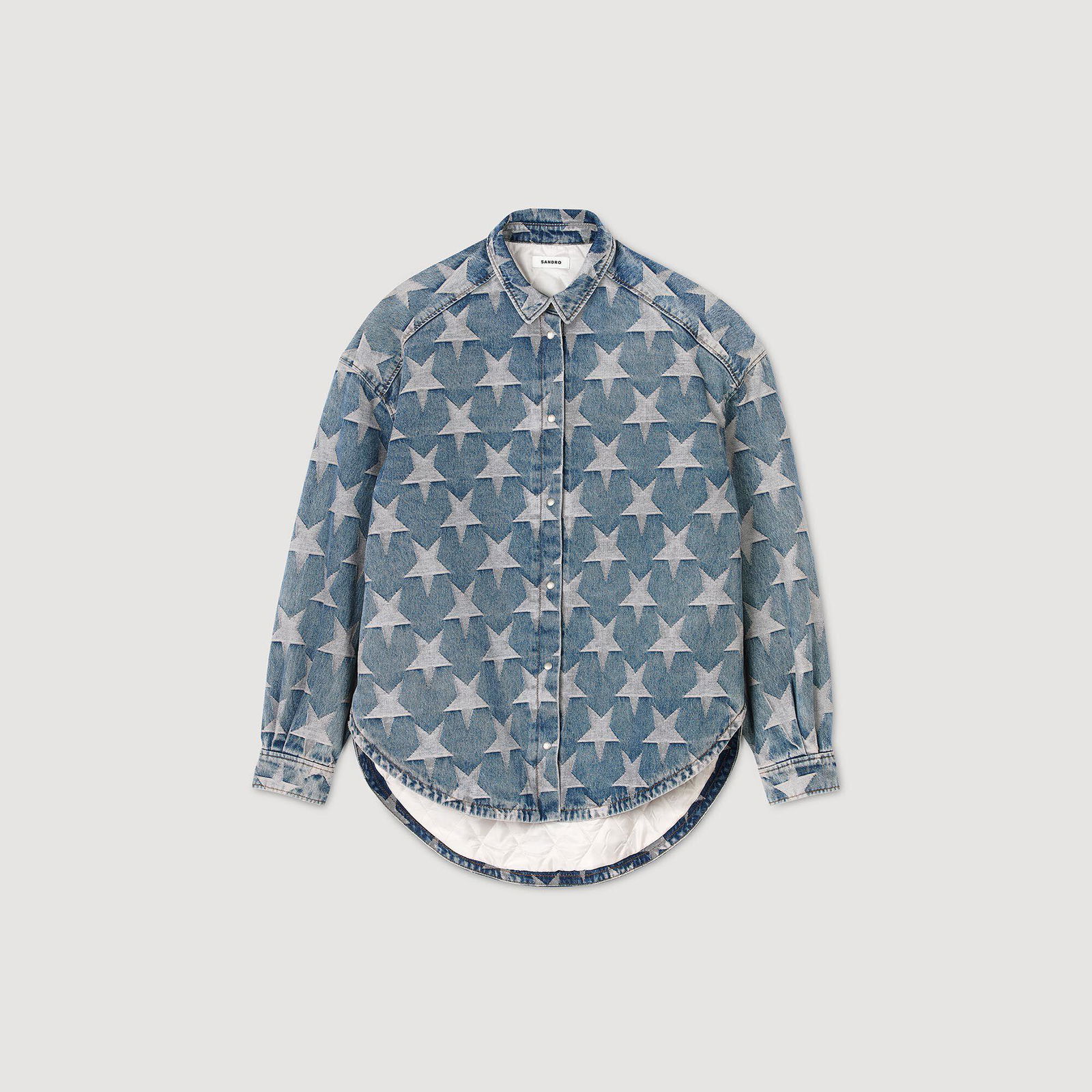 SANDRO Starry Denim Overshirt Jacket in Blue Jean | endource