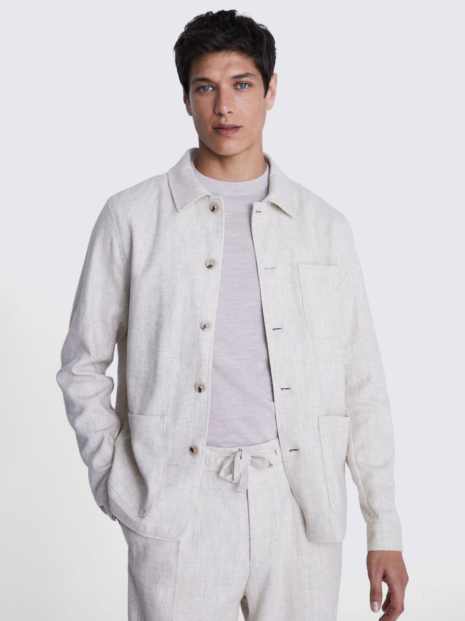 MOSS Linen Shacket in Beige | endource