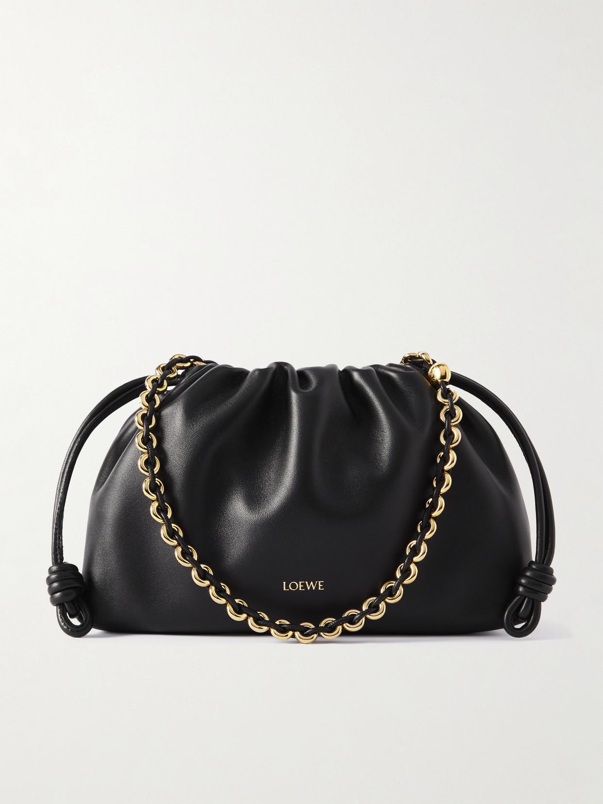 LOEWE Flamenco Leather Clutch in Black | endource
