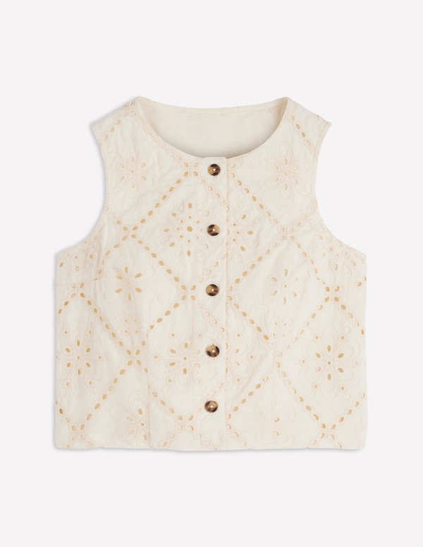 BODEN Andrea Cotton Shell Top-Ivory Broderie | endource