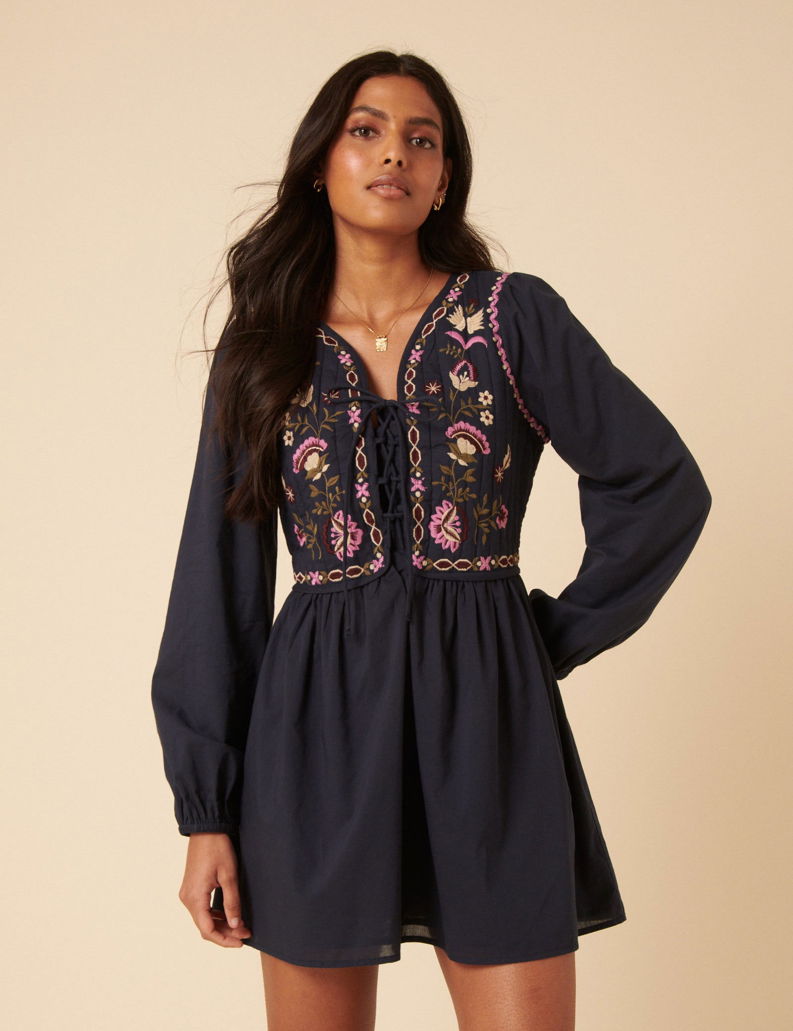 NOBODY'S CHILD Paisley Embroidered Monroe Mini Dress | endource