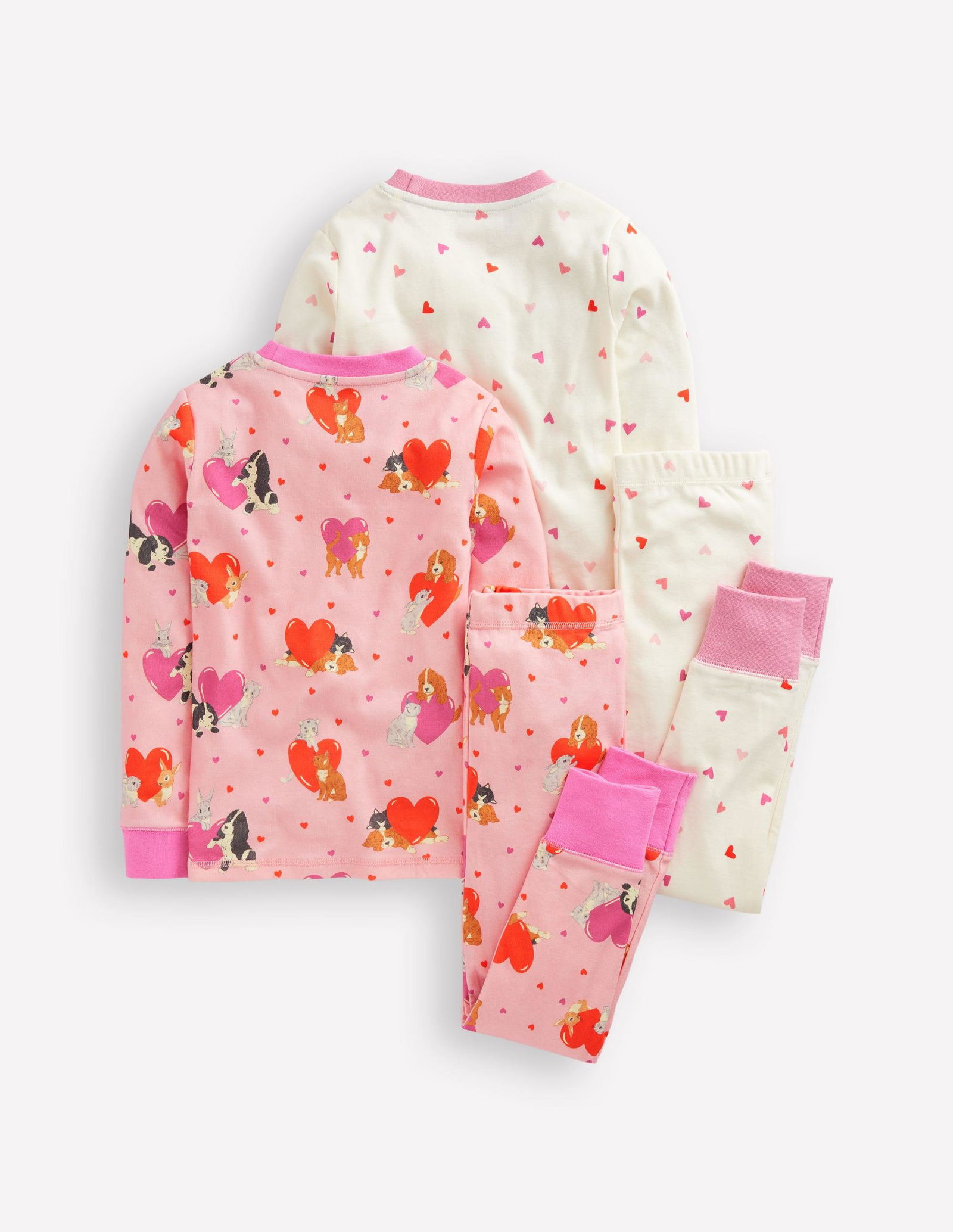 BODEN Twin Pack Snug Pyjamas-Chalk Pink Valentines | endource
