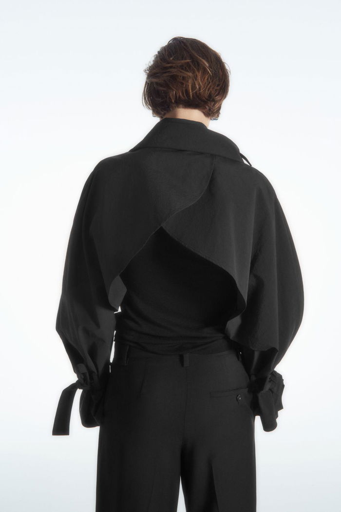 COS Scarf-Detail Cropped Hybrid Trench Coat | endource