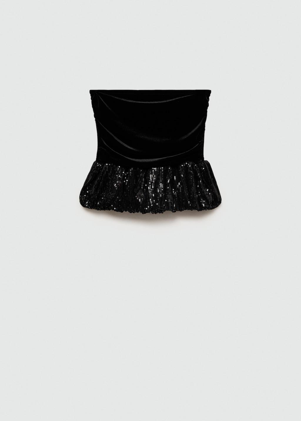 MANGO Velvet Top With Sequin Detail in Black | endource