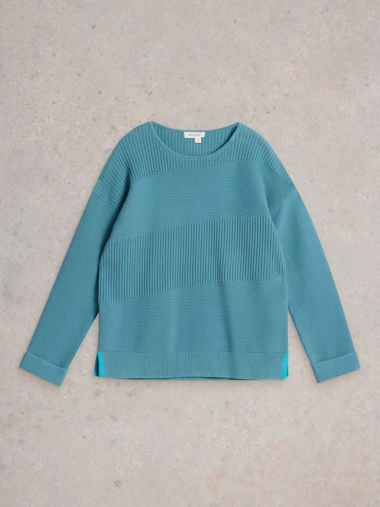 WHITE STUFF Jana Mix Stitch Jumper in Blue | endource