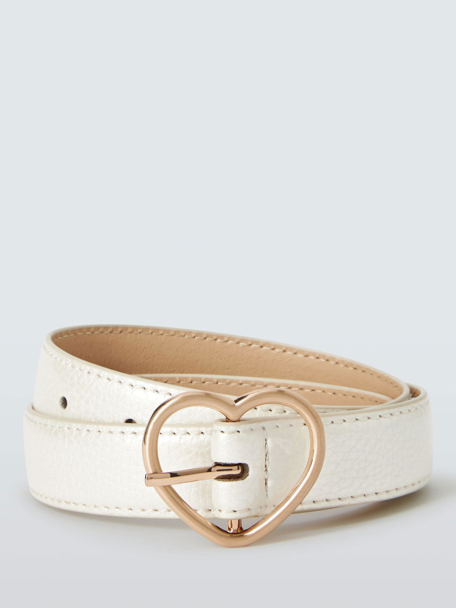 JOHN LEWIS Heart Buckle Belt in White | endource
