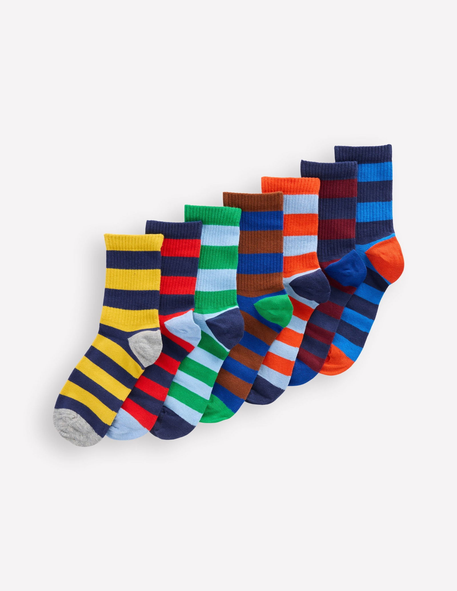 BODEN 7-Pack Ribbed Socks-Multi Stripe | endource