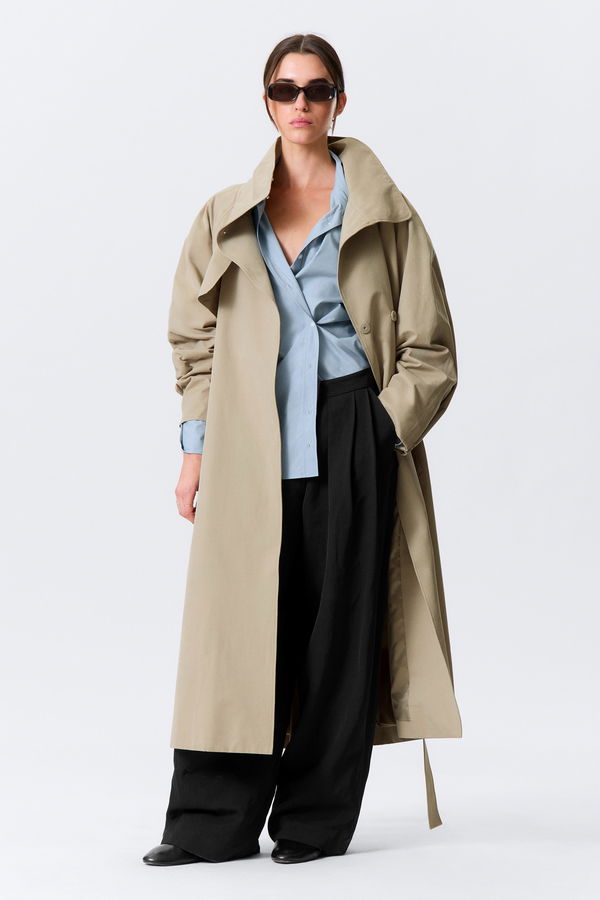 WEEKDAY Loose Fit Trench Coat With Funnel Collar | endource