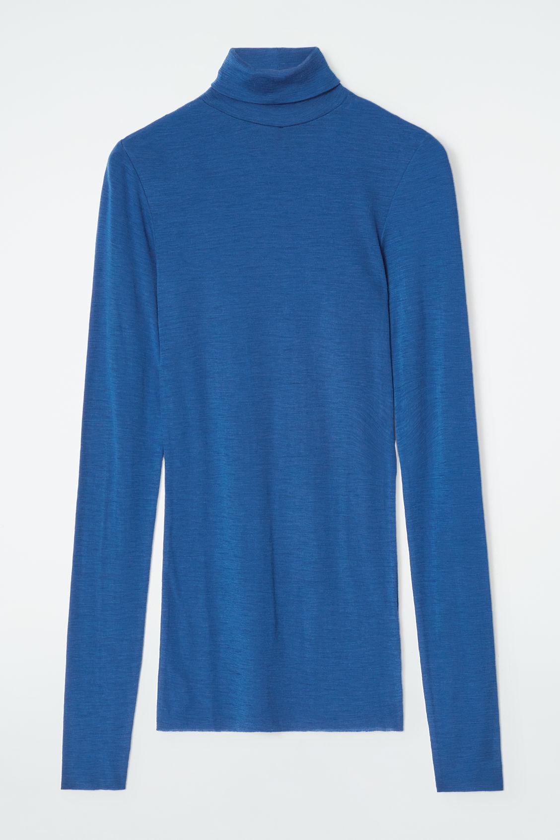 COS Merino Wool Turtleneck Top in BRIGHT BLUE | endource
