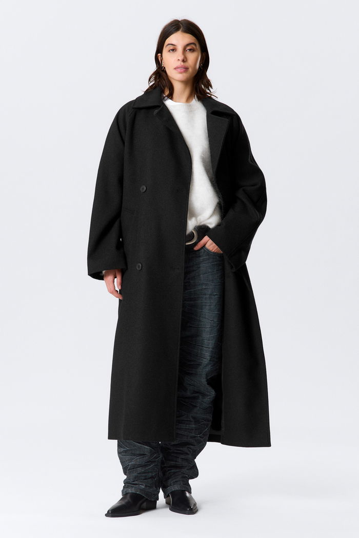 WEEKDAY Kia Oversized Wool-Blend Double-Breasted Coat | endource