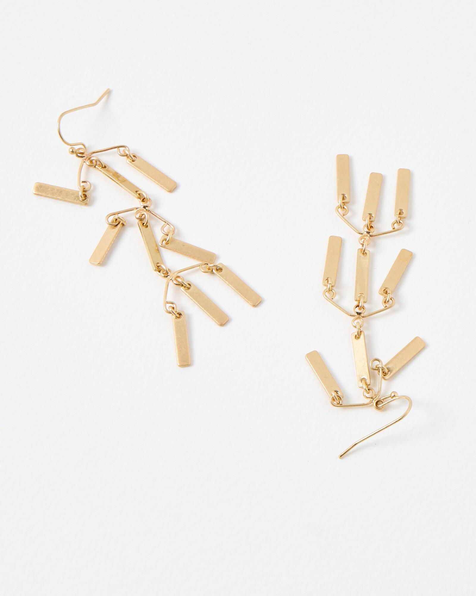 OLIVER BONAS Tari Bar Charm Gold Tone Chandelier Earrings | endource