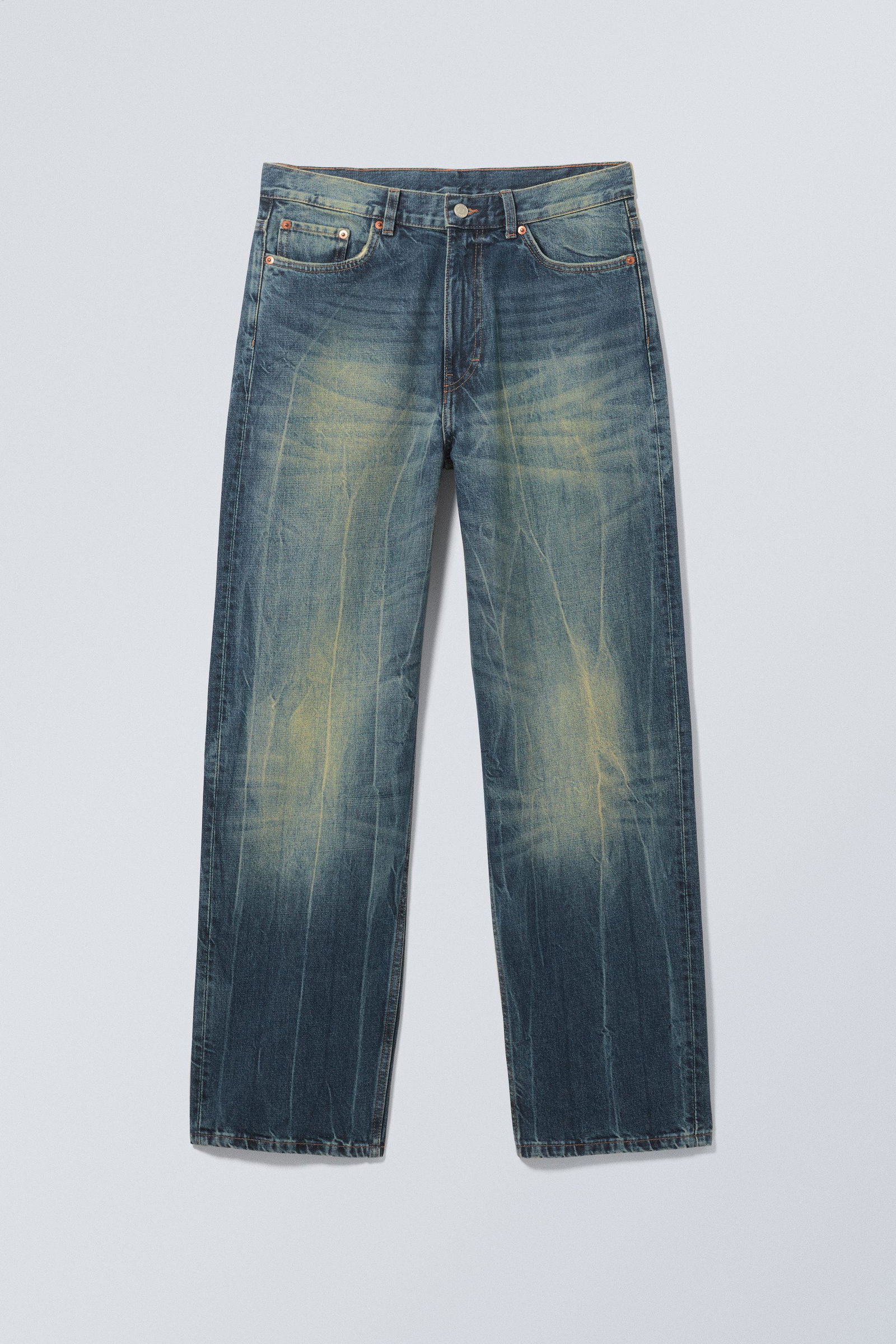 WEEKDAY Galaxy Loose Straight Jeans in Gasoline Blue | endource